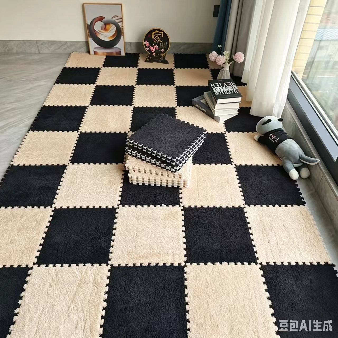 Толстый плюшевый сборный коврик для пола и балкона, размер 30×30×1,0 см (набор из 10 штук)