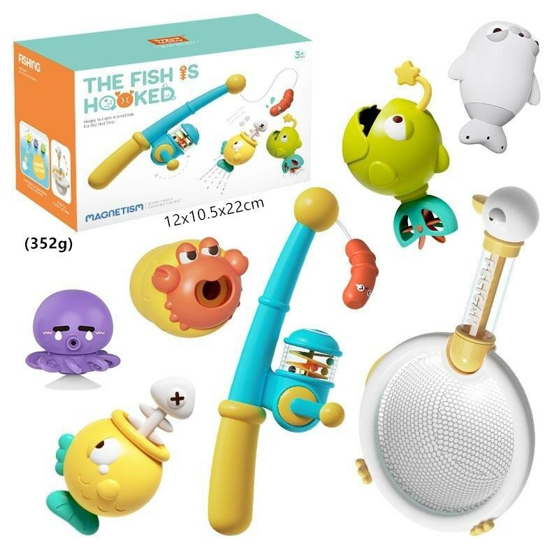 Игрушка для ванной с магнитной рыбалкой, игровой набор "рыбка и удочка", магнитная рыбалка