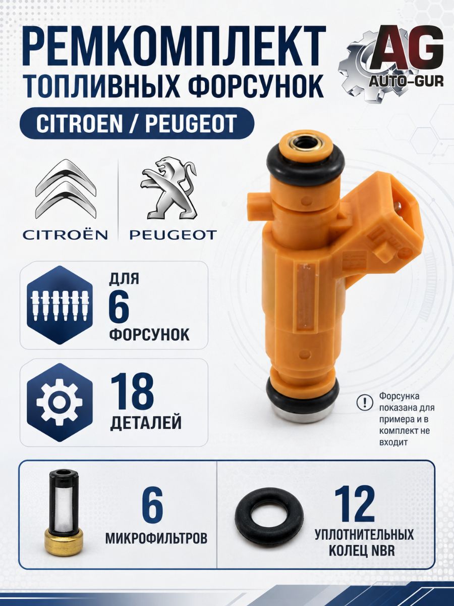 FKIT116 Ремкомплект форсунок Citroen Peugeot 1984. E5 9635884280 на 6 форсунок