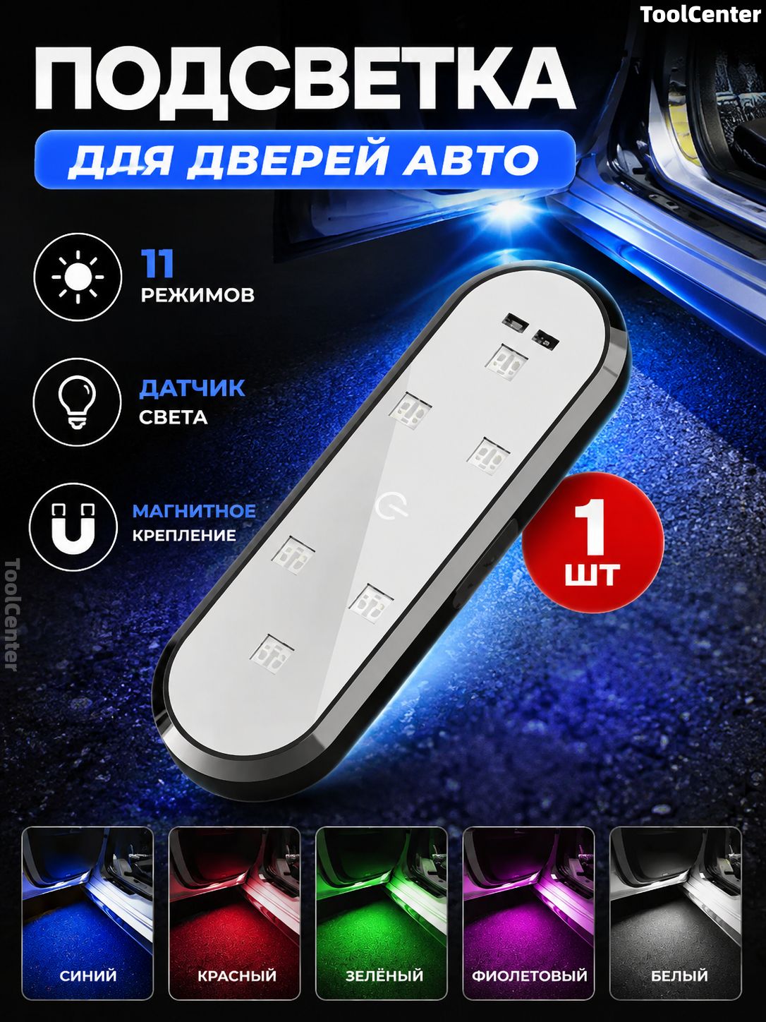 Светодиодный сигнальный светильник на дверь автомобиля, предотвращающий столкновения