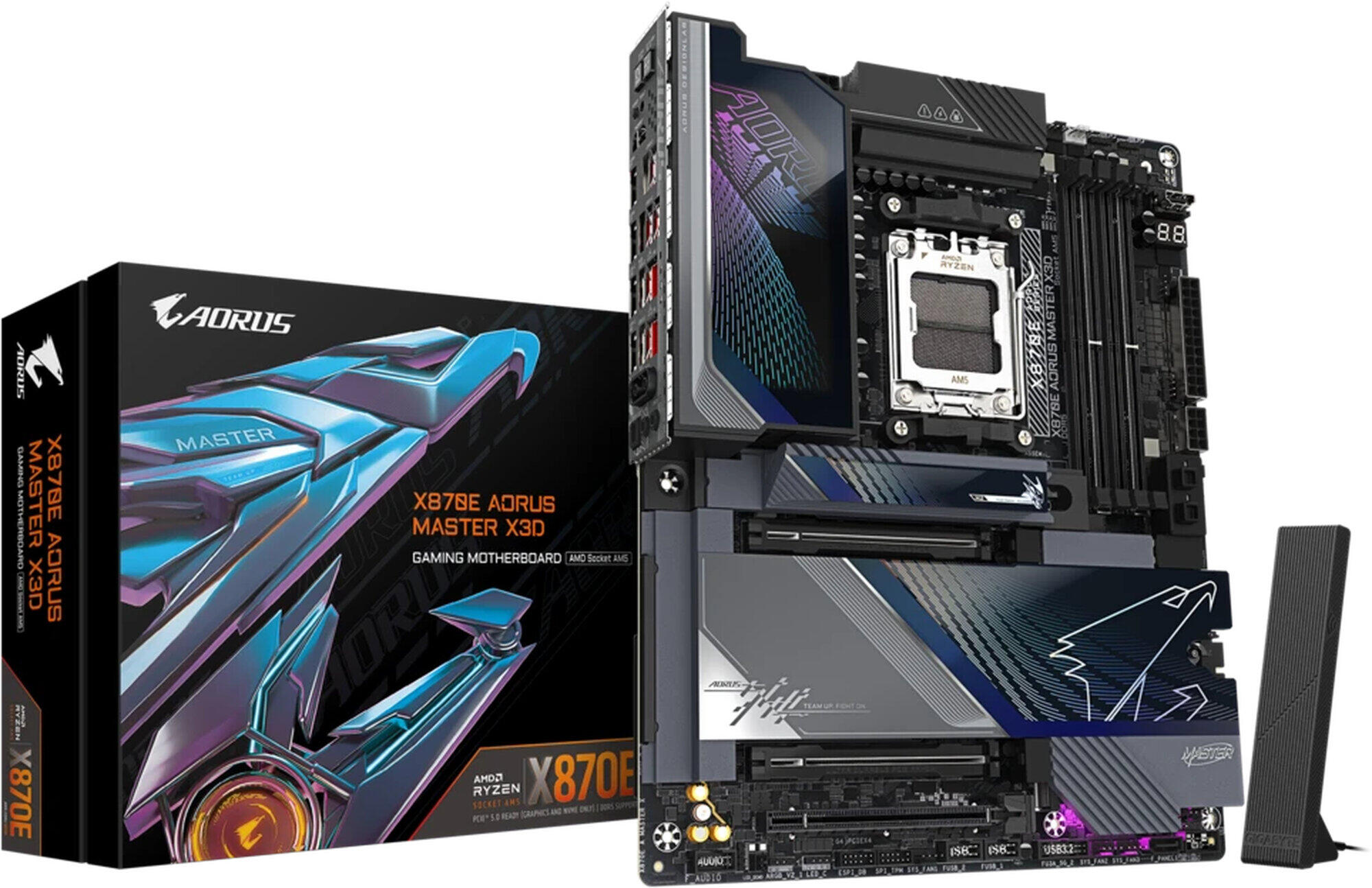 Материнская плата GIGABYTE X870E AORUS MASTER X3D (AM5/AMD X870E/4xDDR5/3xPCI-Ex16/5xM.2/SB/Wi-Fi/BT/GLAN/HDMI/ATX)