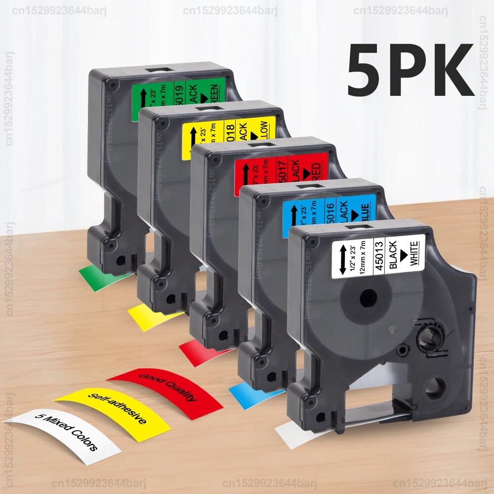 Лента для этикеток Dymo D1 12 мм 7 м 5PK 5Mixed Colors
