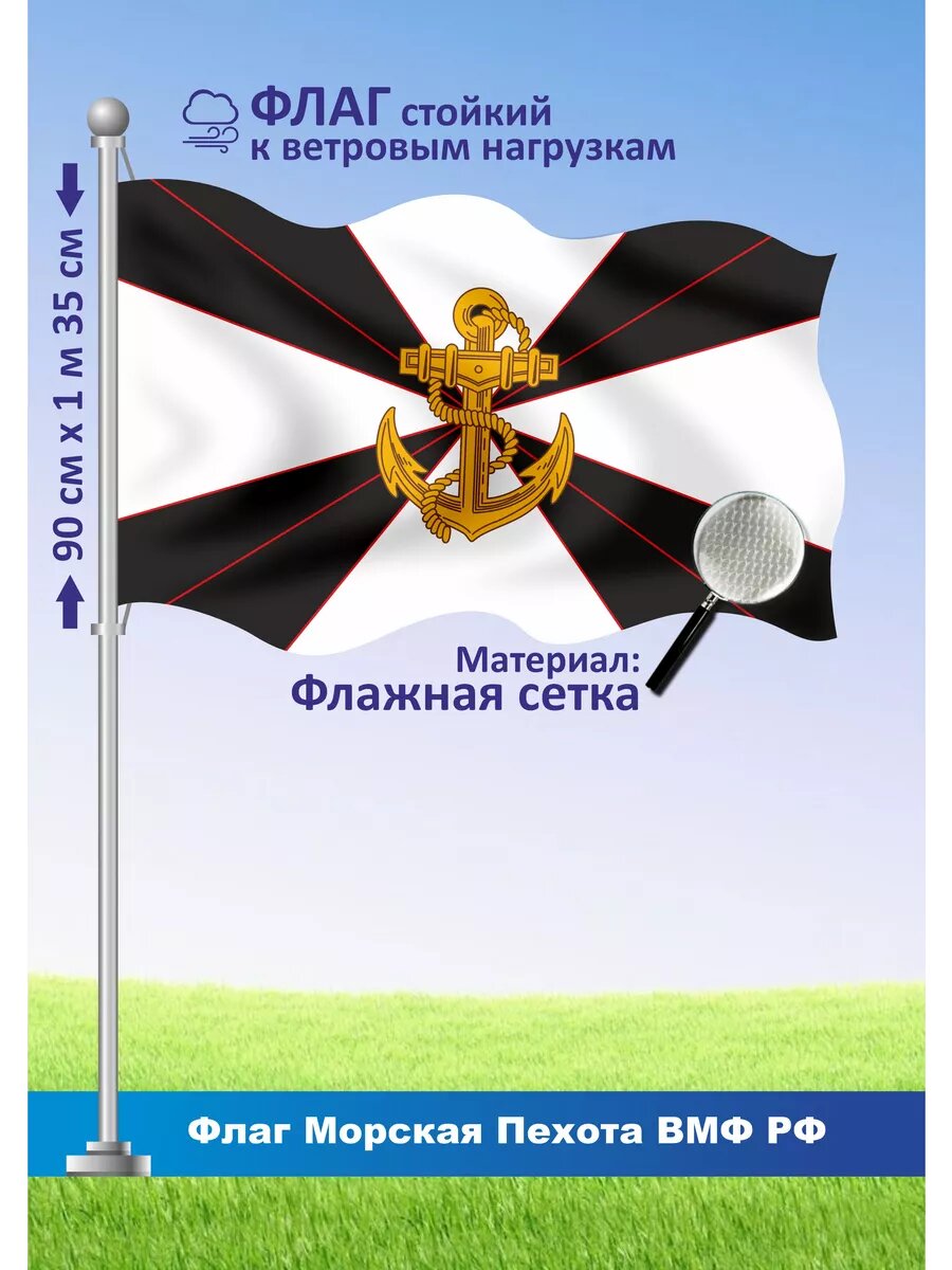 Односторонний флаг Морская Пехота ВМФ РФ