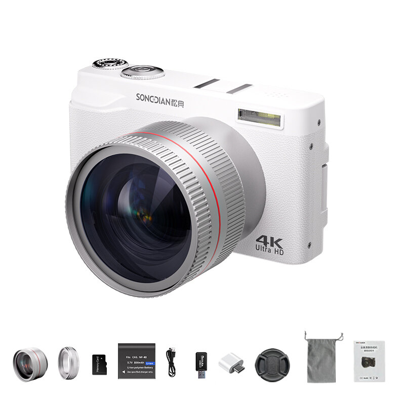 Цифровая камера SONGDIAN DC101L, 128G Internal Memory Card, [White] official standard + wide-angle lens