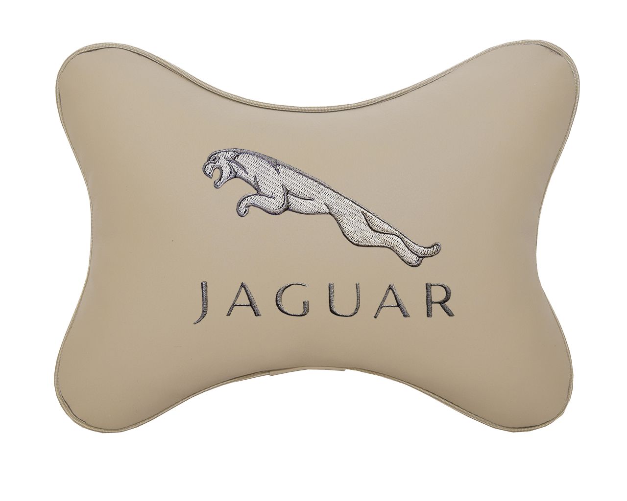 Подушка на подголовник автомобильная с эффектом "памяти" бежевая экокожа JAGUAR