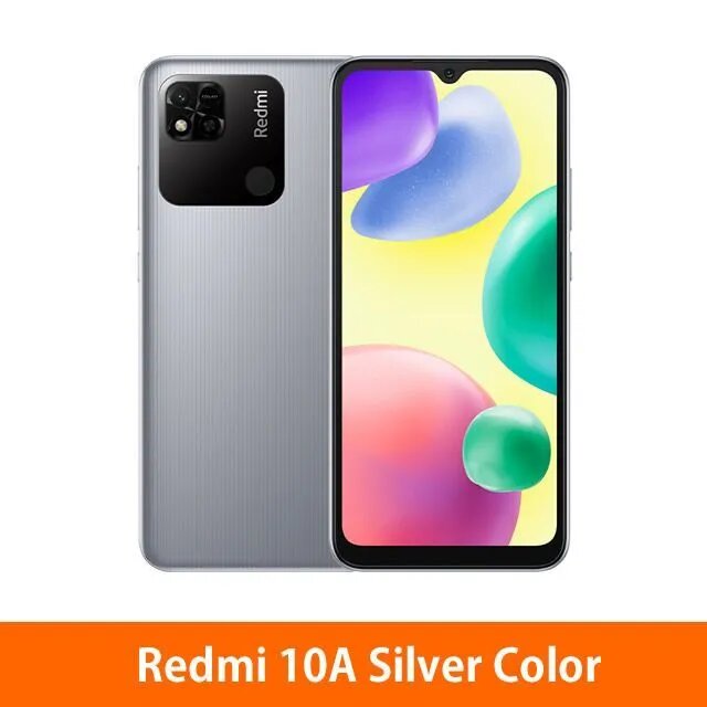 Redmi Мобильный телефон Redmi 10A мобильных телефонов 4 гб 128 гб глобальной версии 13MP камера 5000mAh смартфон, серебристый