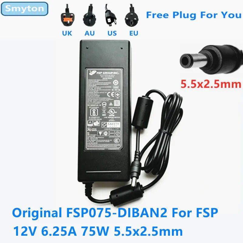 Адаптер питания FSP 12В 75Вт с EU Plug