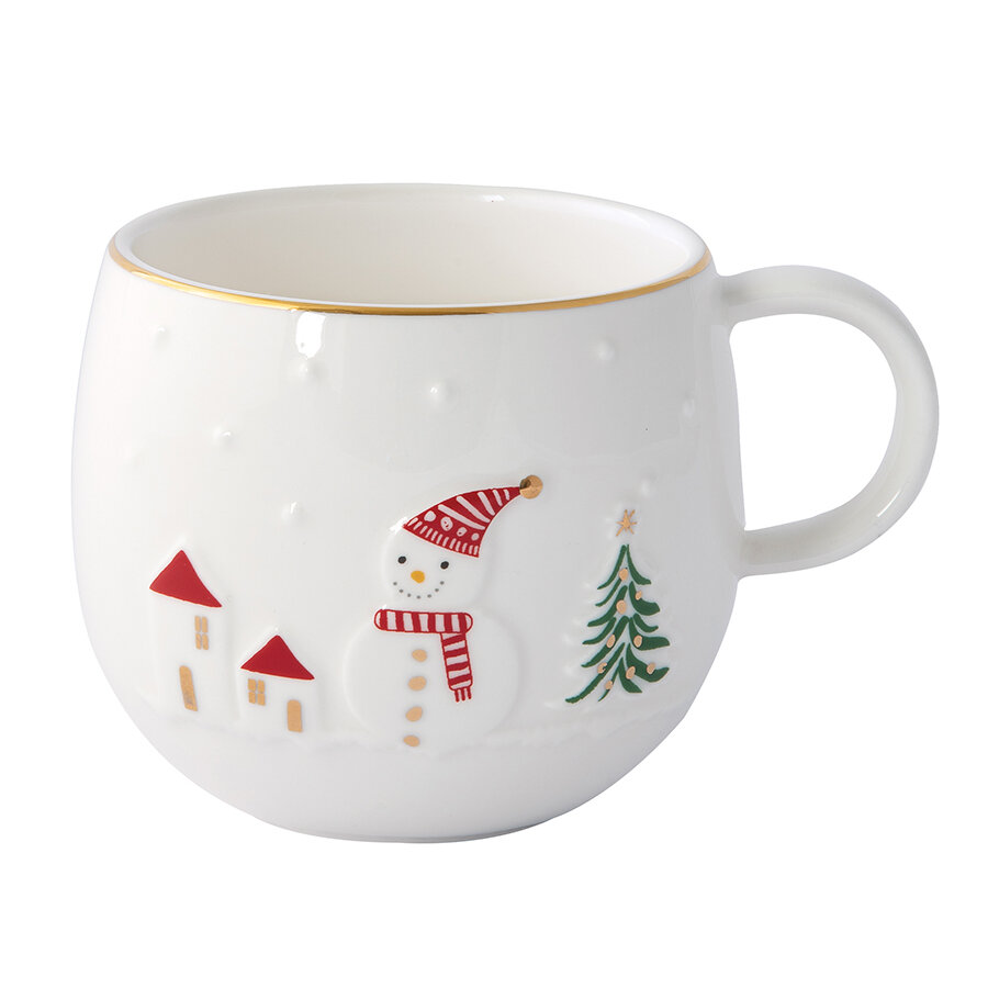 Кружка Let it snow новогодняя для чая Snowman 400 мл фарфоровая Easy Life R1319FD/FD02