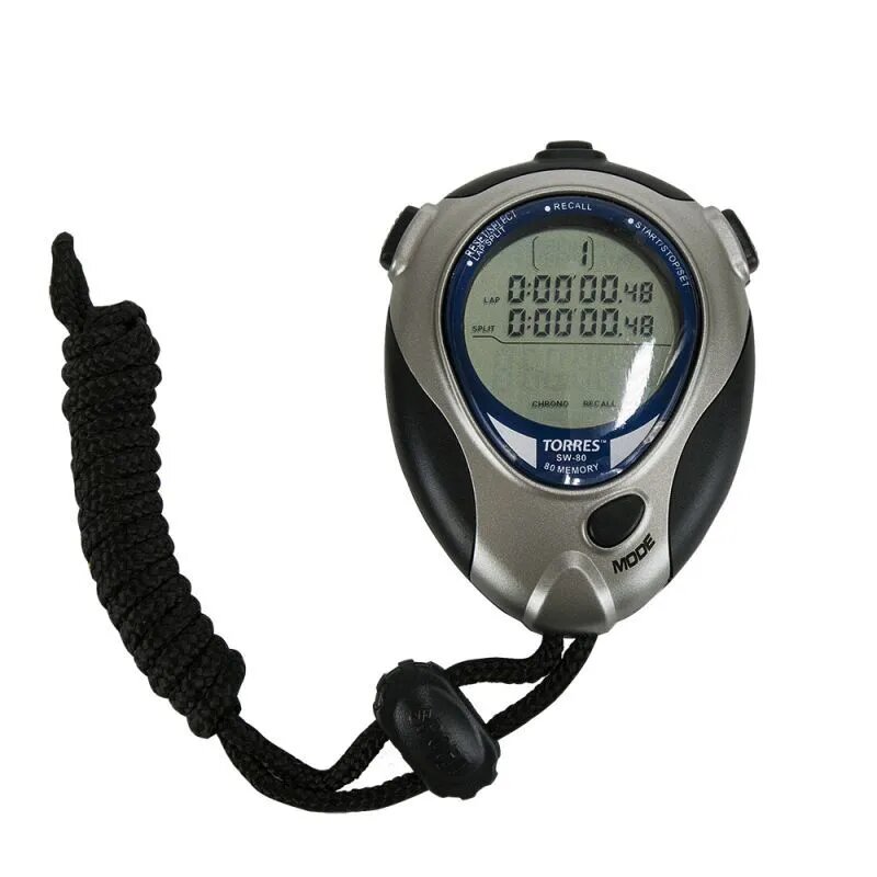 Секундомер профессиональный TORRES Professional Stopwatch, арт. SW-80, до-20С, 80 яч. пам, таймер, серо-сине-черный