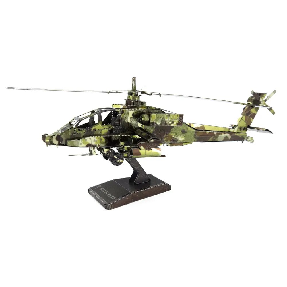 Конструктор металлический 3D Вертолет AH-64 Apache, сборка без клея, 12x12x5.5 см — фото 1