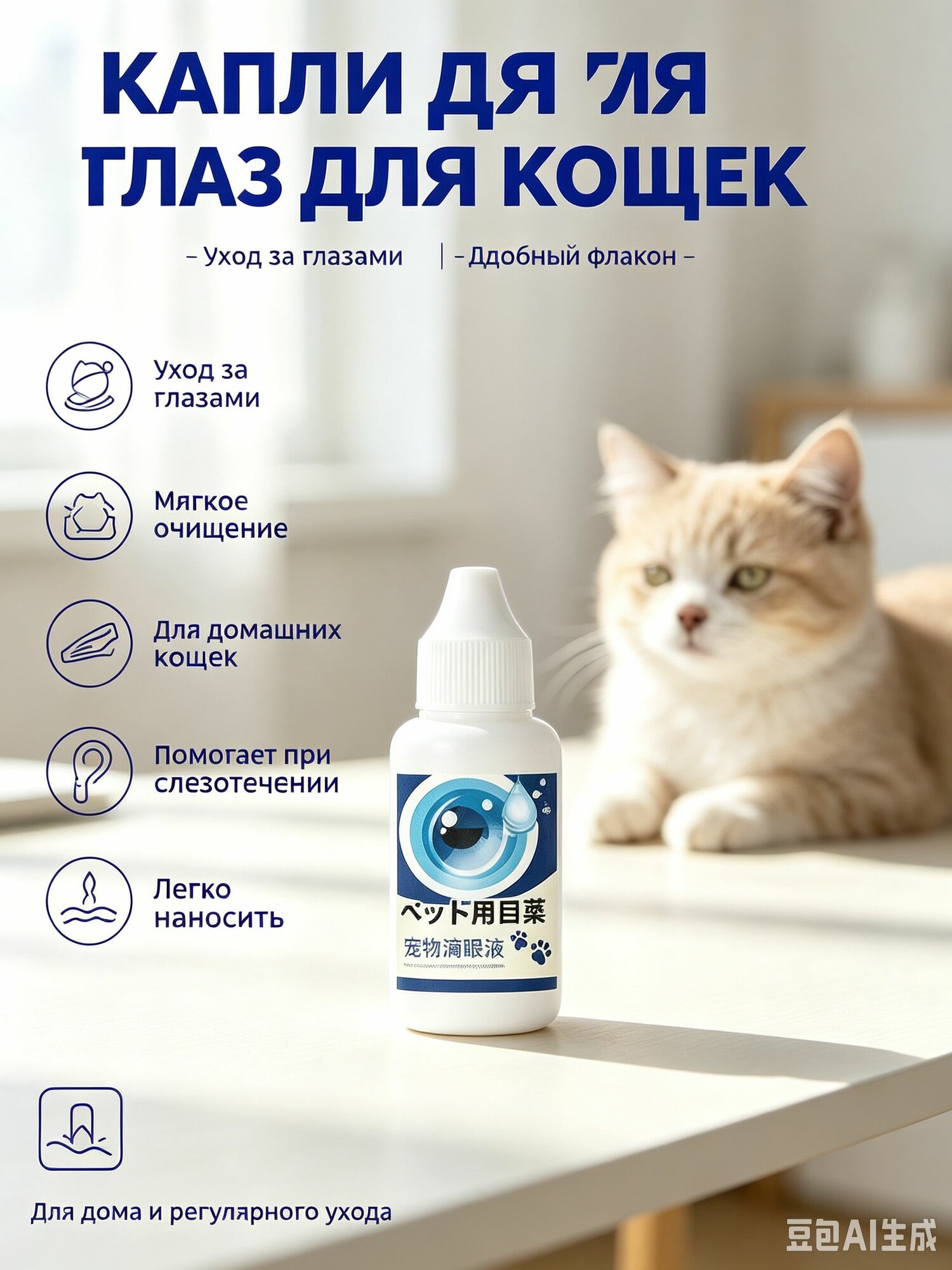 Капли глазные для собак и кошек от гноя, капли для глаз для кошек