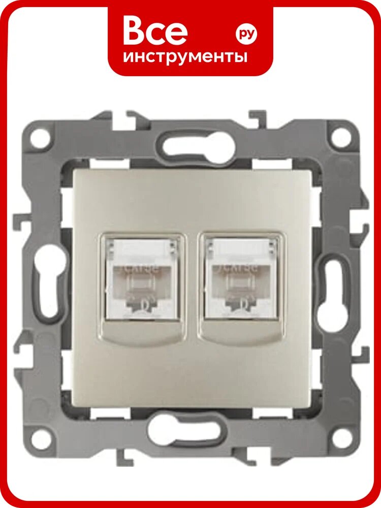 Информационная двойная розетка ЭРА 12-3108-04 2XRJ45, IP20, 12, шампань Б0014732