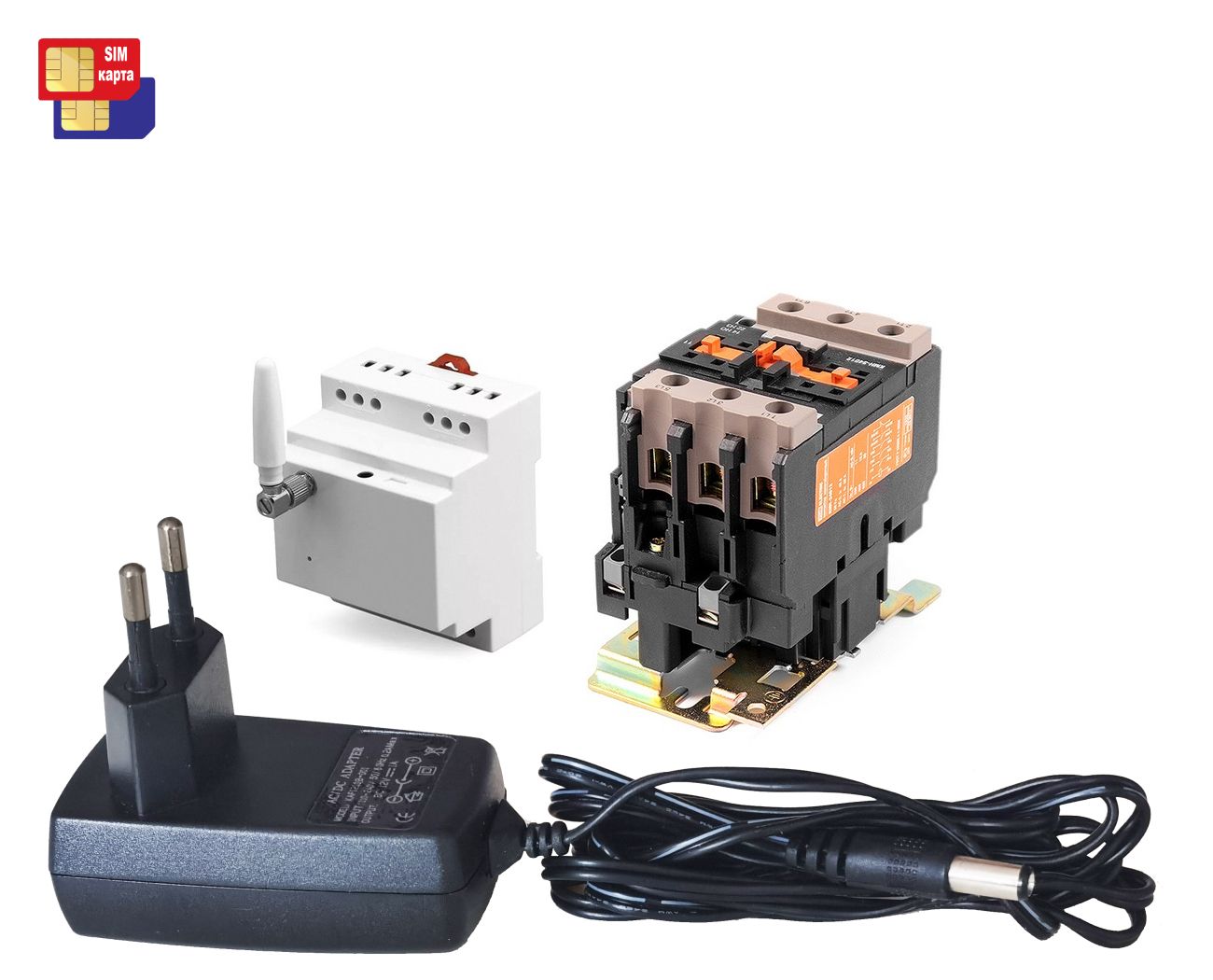 Straz-GSM Mod: Дин-Рейл 18,5 kVt (G76494MIS) GSM термометр с контактором - GSM термометр Simpal, SMS розетка с датчиком температуры