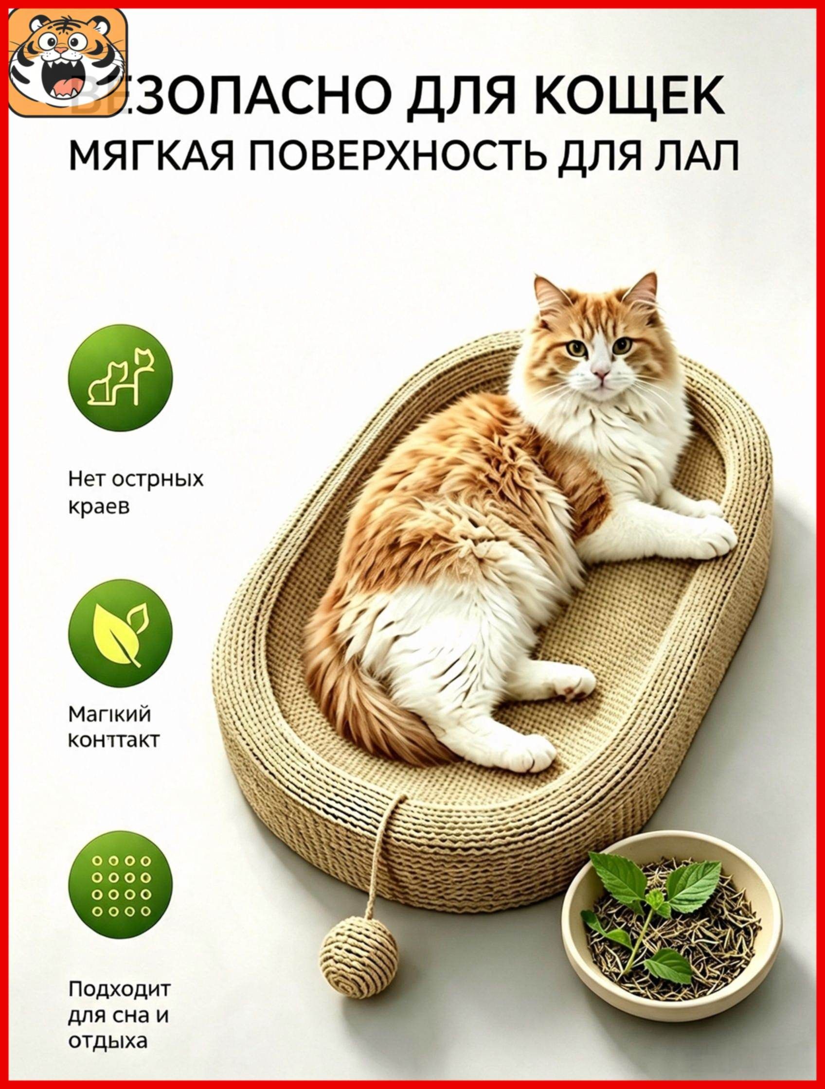 Износостойкая без крошек и устойчивая к царапинам когтеточка sisal cat 50 * 33 см