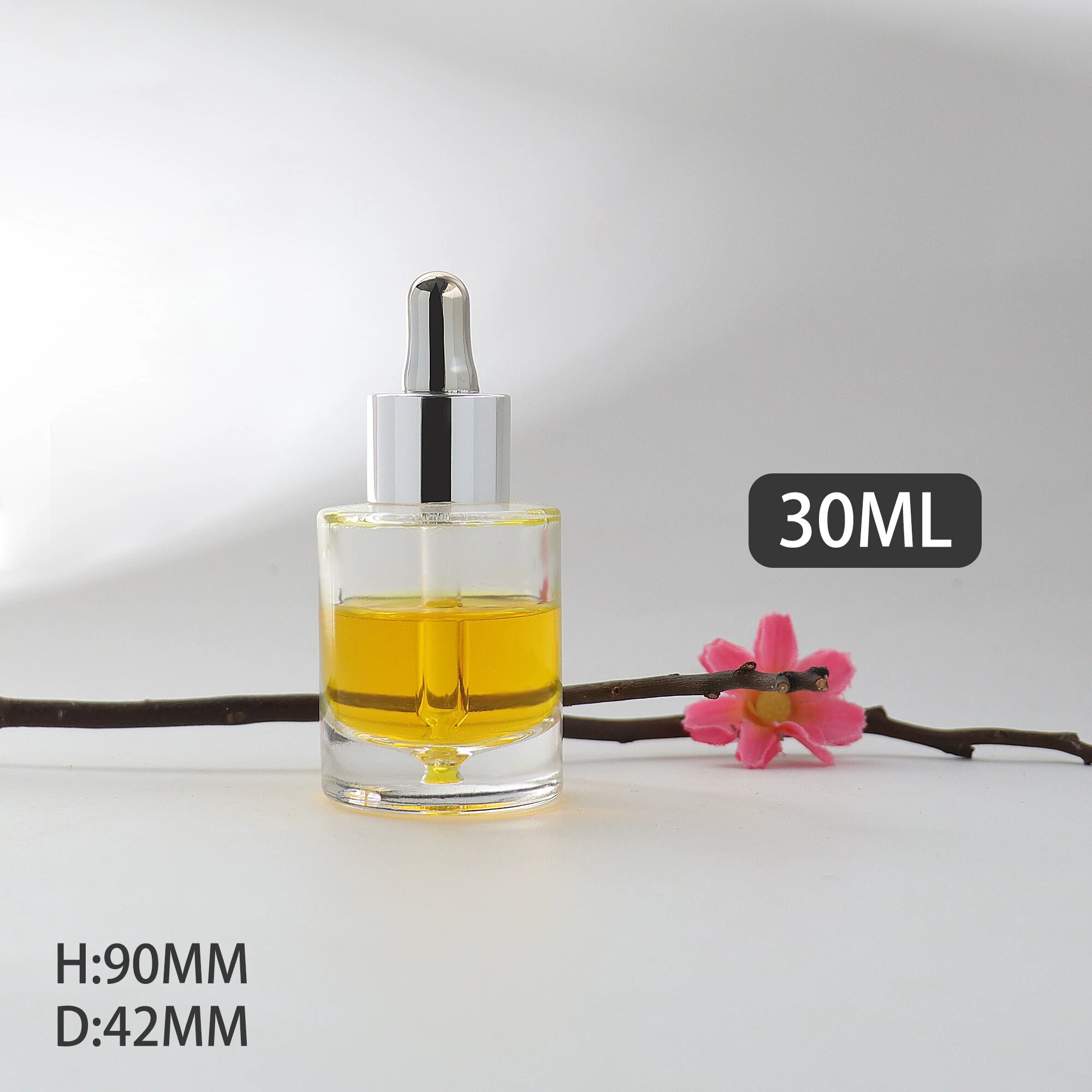 30 мл стеклянный флакон с капельной крышкой и алюминиевым кольцом, форма капли для ароматерапии и хранения парфюма