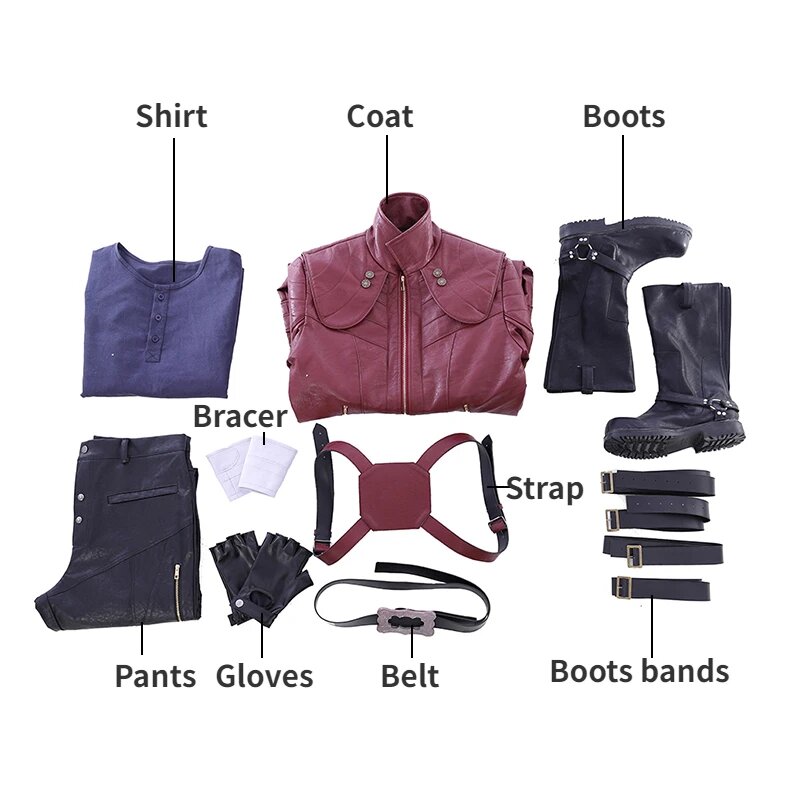 Косплей костюм Данте из Devil May Cry, искусственная кожа, полный комплект XL, Whole set with boots