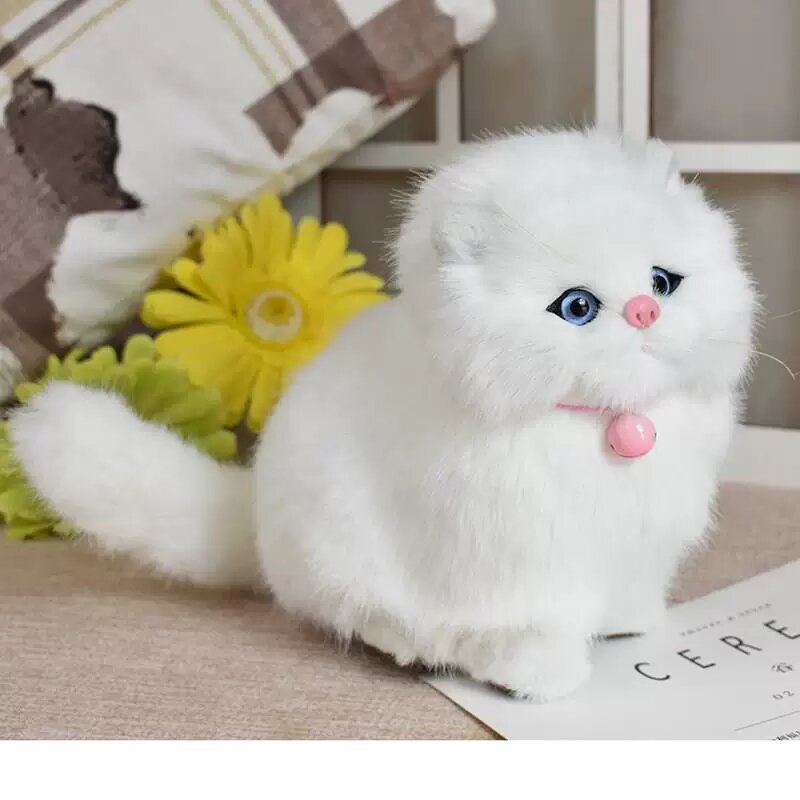Белая кошечка с звуком, мягкая игрушка для девочек