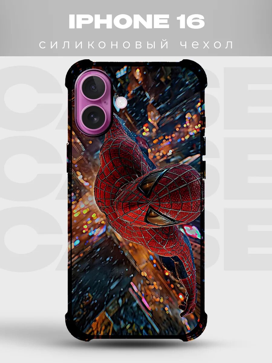 Чехол на iPhone 16 Человек-паук комикс spider man марвел