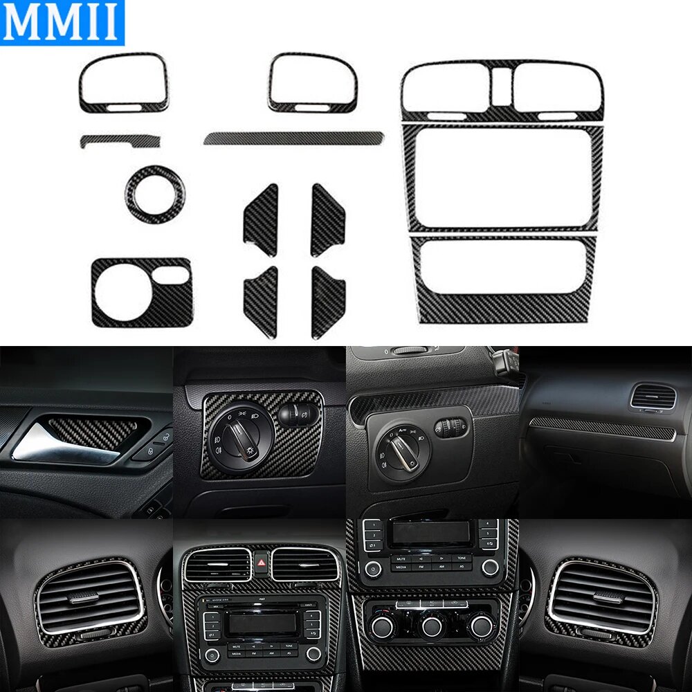 Комплект мягких аксессуаров для Volkswagen VW Golf 6 MK6 GTI из углеродного волокна, внутренняя отделка 2008-2012, 13 шт, полный комплект для интерьера