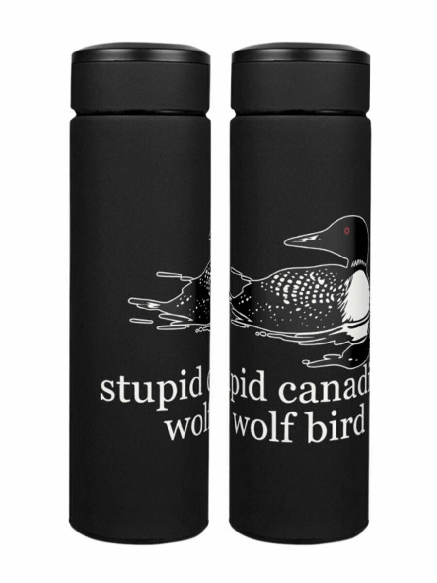 Термос «stupid canadian wolf bird» (черный)