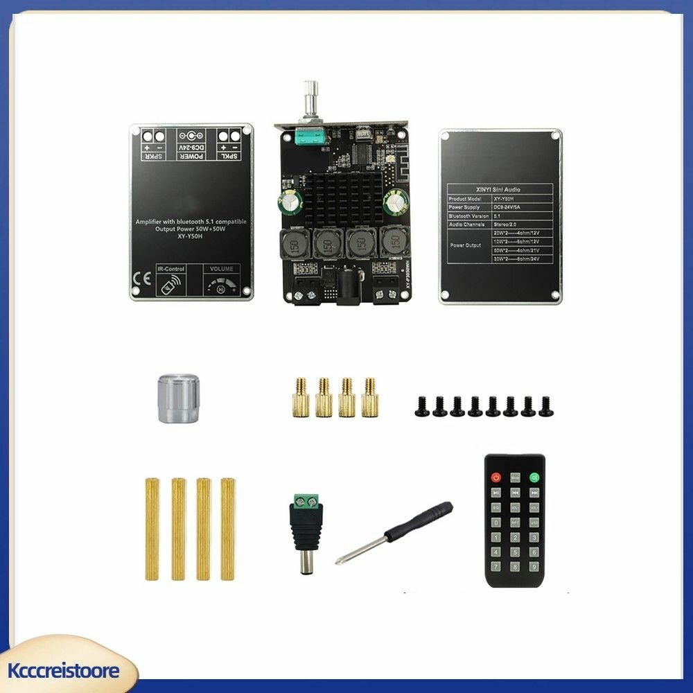 Усилитель мощности 50Вт+50Вт с Bluetooth 5.1. Портативный, для авто и дома