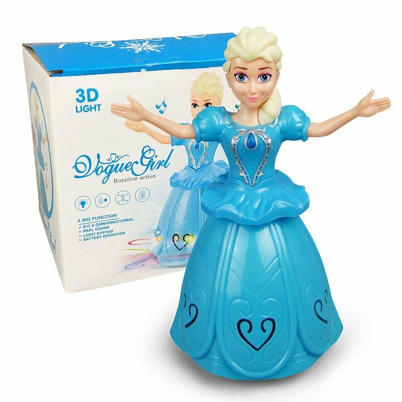 Кукла Принцесса Эльза из мягкого материала с LED-подсветкой и одной песней на английском языке