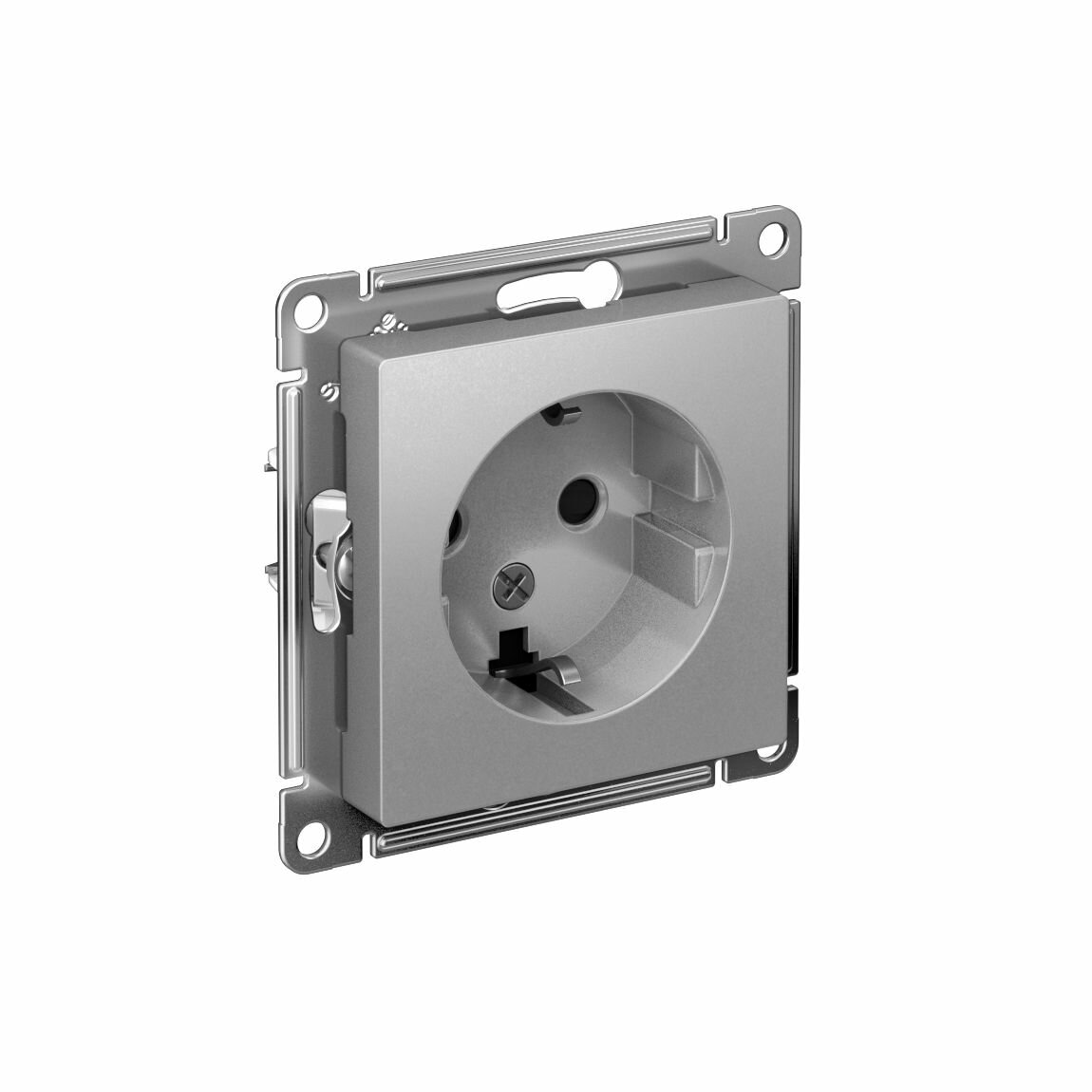 Розетка 1-м СП AtlasDesign 16А IP20 с заземл. защ. шторки механизм алюм. SE ATN000345