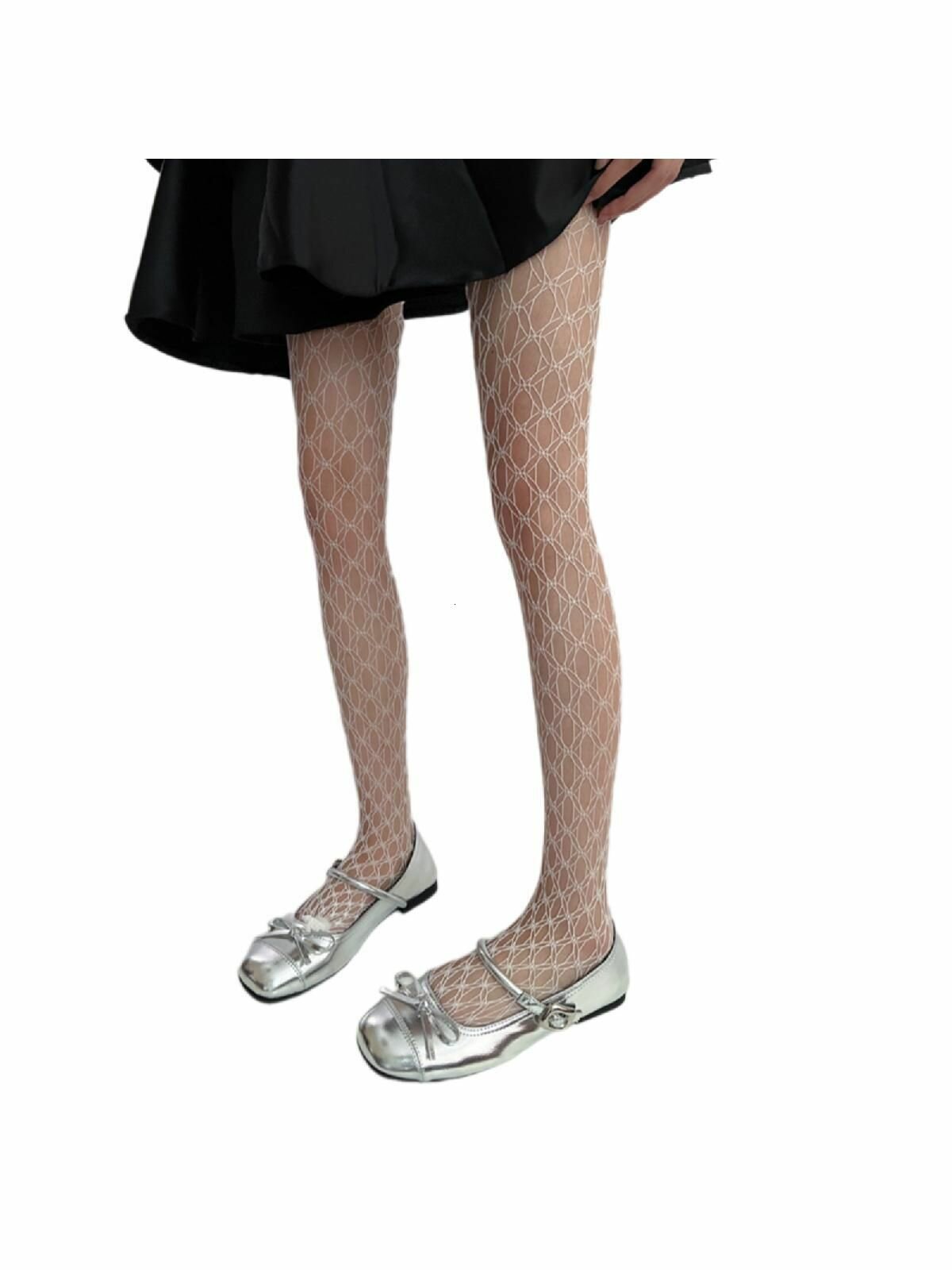 Сетчатые колготки с геометрическим узором, Белый