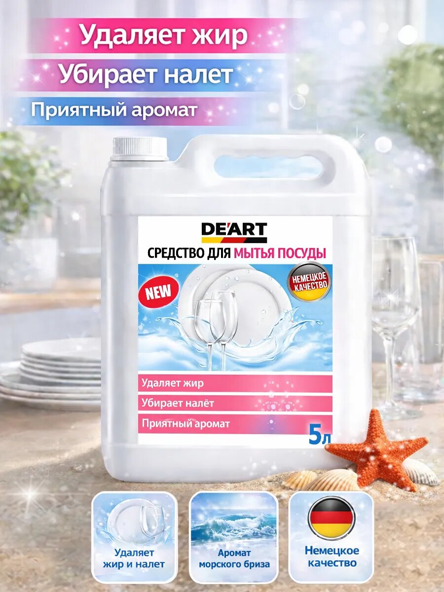 Средство для мытья посуды 5 л Deart морской бриз