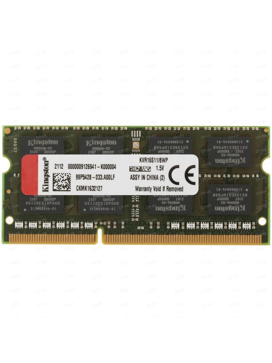 ValueRAM KVR16S11/8WP 8 ГБ SO-DIMM DDR3, 1600