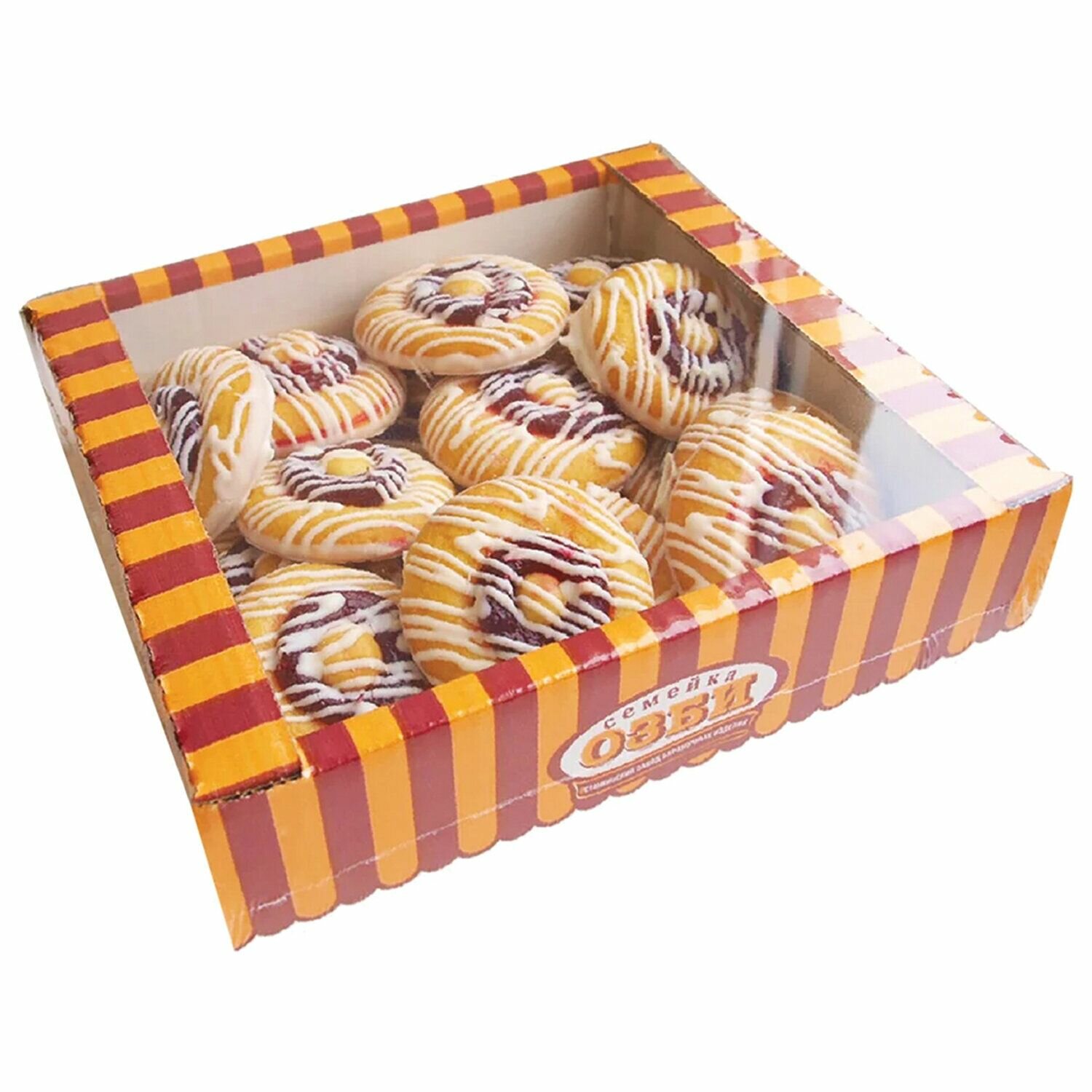Печенье бисквитное семейка озби, с вишней в белой глазури, 400 г, картонная коробка, ш/к 44418, 1280