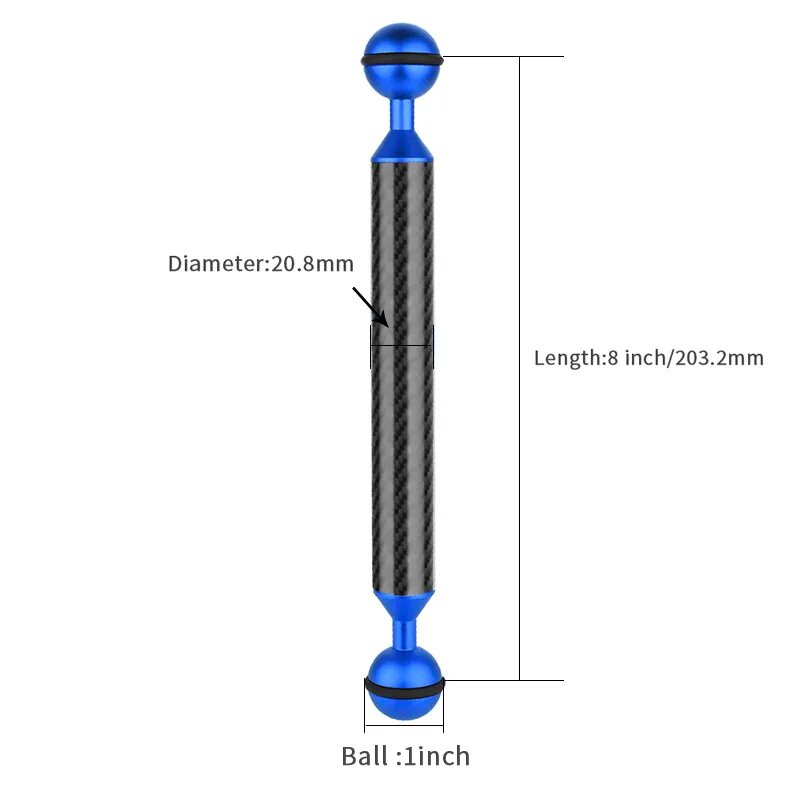 Поплавок из углеродного волокна 8 inch Blue для подводной съемки
