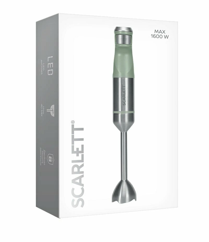 Блендер Scarlett SC-HB42S14, погружной, мощность 600 Вт, зеленый