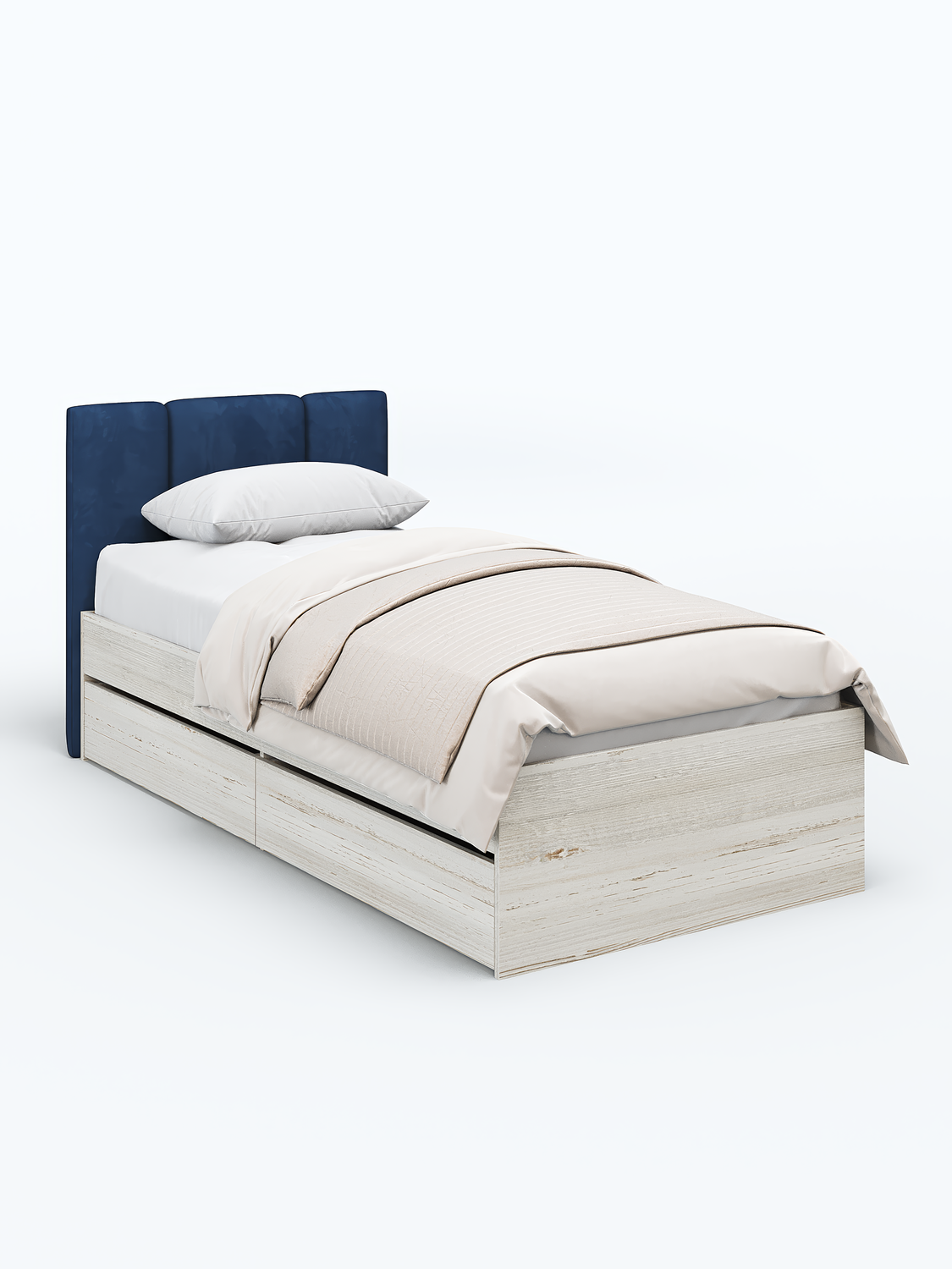 Есэндвич Алесса Кровать односпальная 90х190 (Сосна винтерберг/Велюр Ultra Midnight) 96х203х92 см