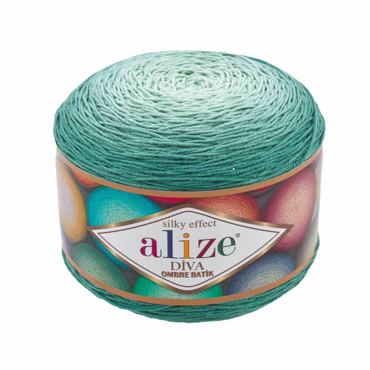 Пряжа Alize Diva Ombre Batik 7369 (1 моток, 250г/875м) дымчатая бирюза