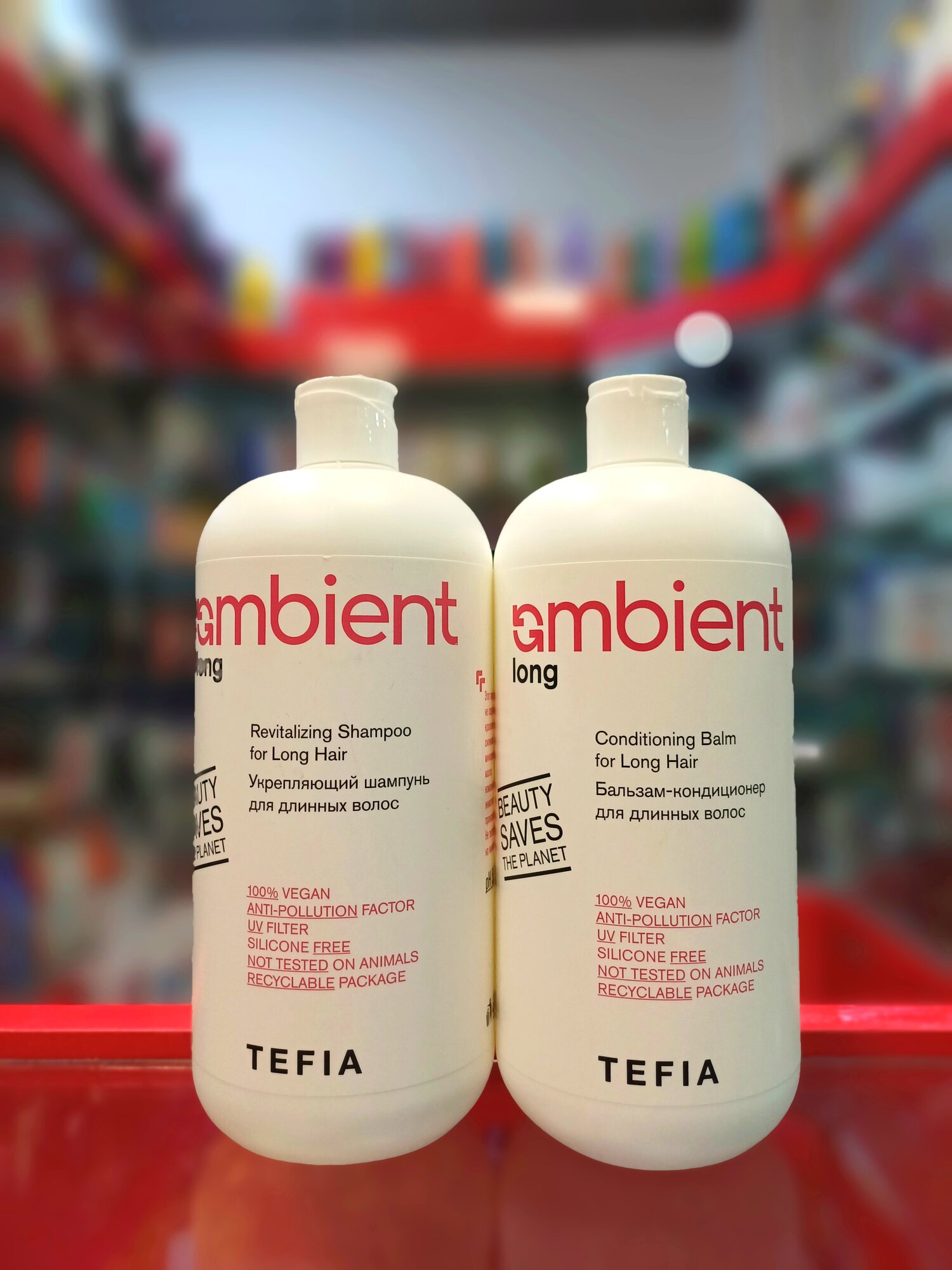 Набор для длинных волос, для жирной кожи, укрепляющий AMBIENT Tefia (шампунь 950мл + бальзам 950мл)