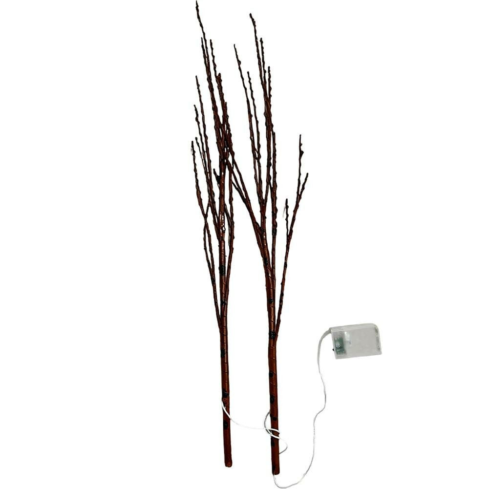 Ветки с подсветкой для ваз, коричневые ивовые ветки с подсветкой, 32 дюйма, 100 светодиодов, таймер, питание от батареек, ветка дерева с теплым белым светом для праздничного рождественского украшения, для использования внутри и снаружи помещений.