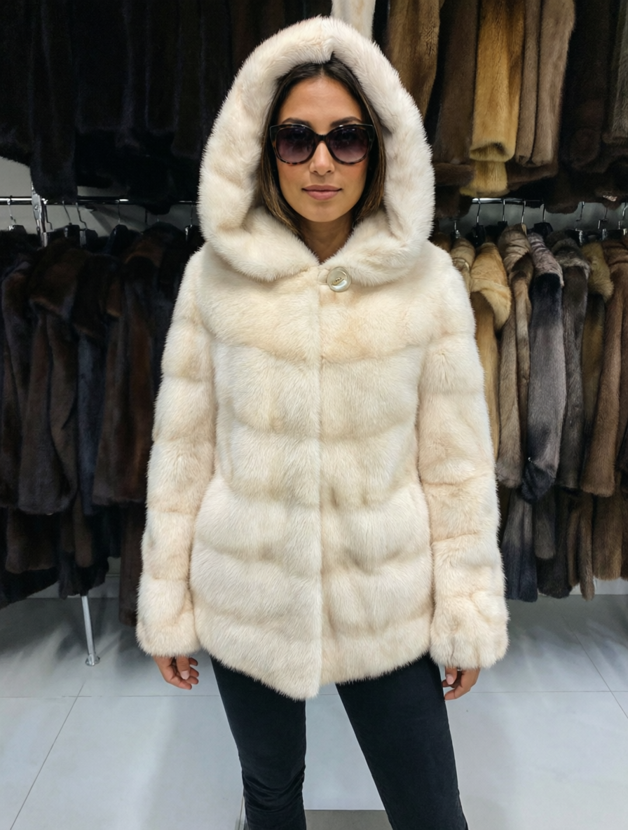 Шуба. Светлая. Норка натуральная. Автоледи. Полушубок 44-46 р.