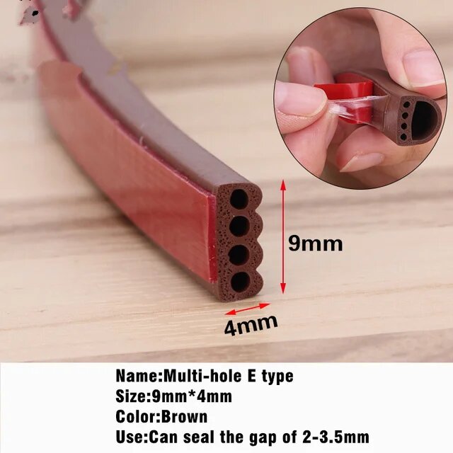Силиконовая уплотнительная лента 6M I/E/D 9X4mm brown