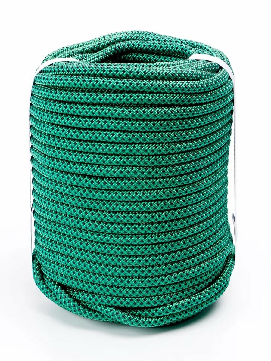 Страховочная веревка альпинистская 8 мм, 50 м, черно-зеленая