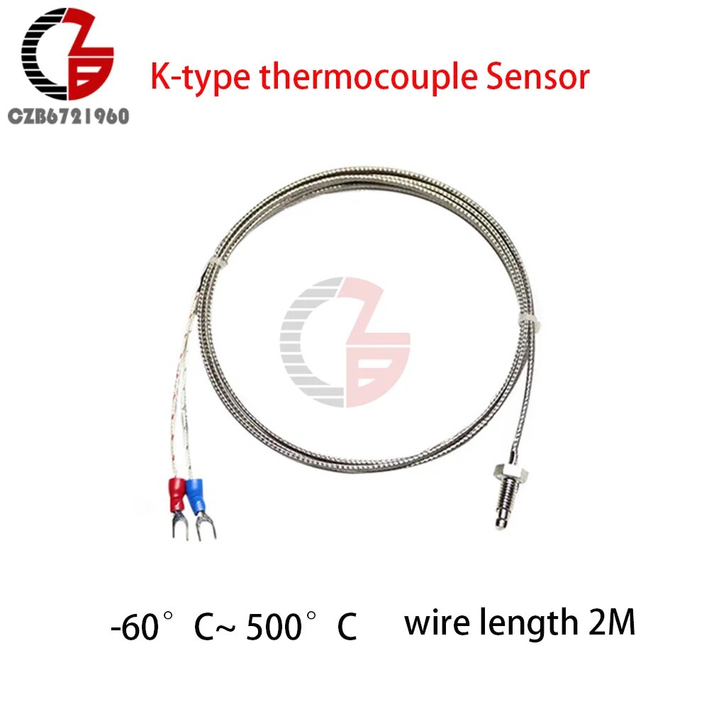 K-type термопара, длина 2м, -60°C~500°C