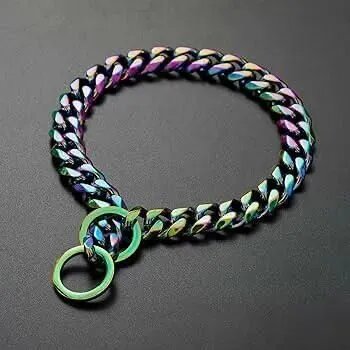 Кубинская цепь/Удавка/Ошейник для собак из нержавеющей стали перламутрового цвета, ширина 10 мм, обхват шеи до 61 см