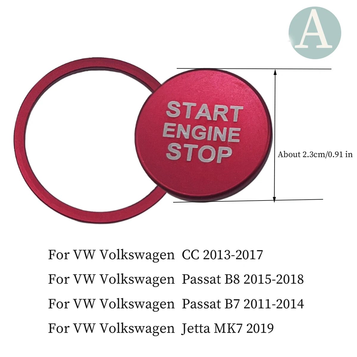 Кнопка Start Stop Red A 2.3cm для VW CC Passat Jetta