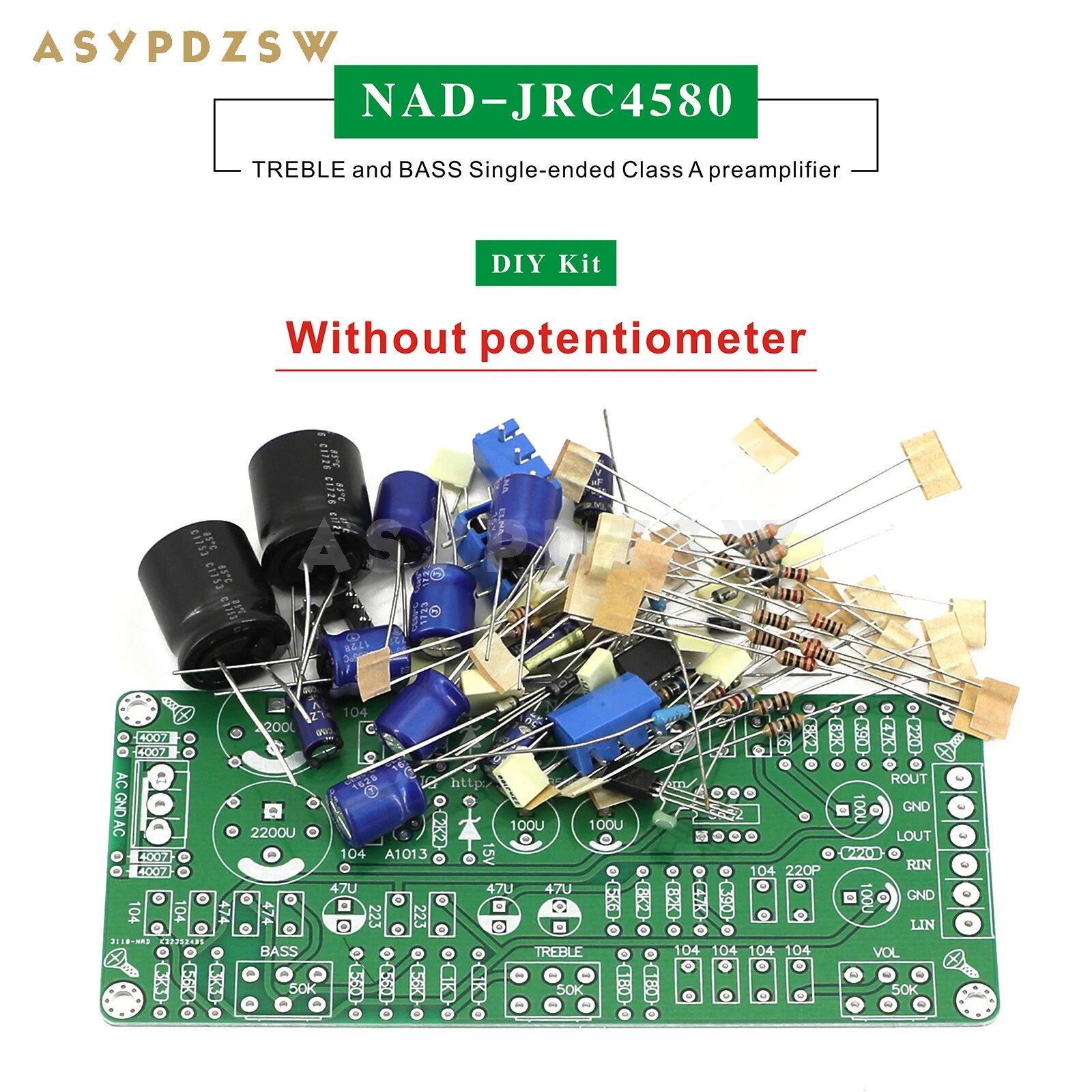 DIY Kit Однотактный предусилитель NAD-JRC4580, Цвет: DIY kit