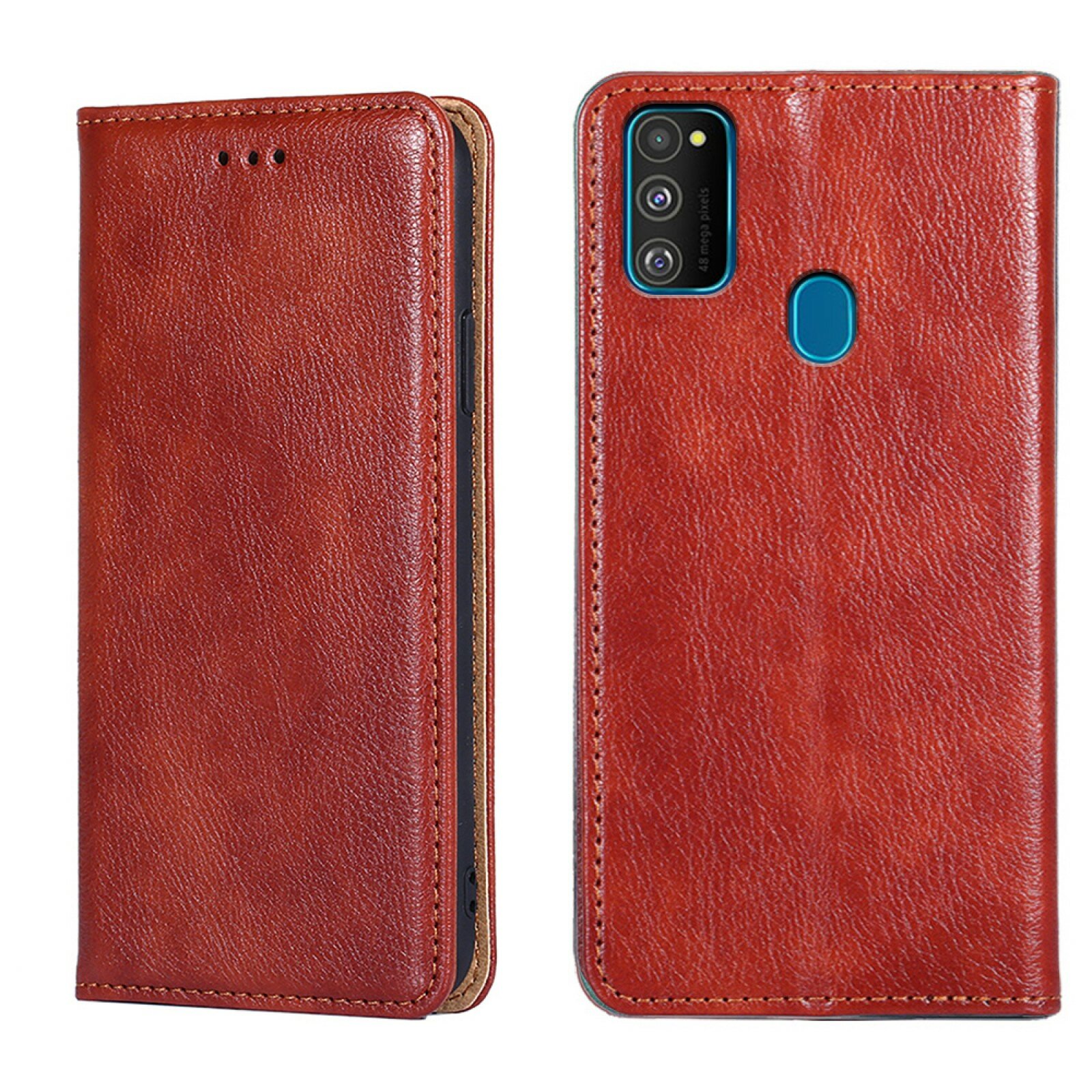 Чехол-книжка MyPads для Samsung Galaxy M21 SM-M215 и M30s, коричневый, искусственная кожа, защита от царапин и ударов