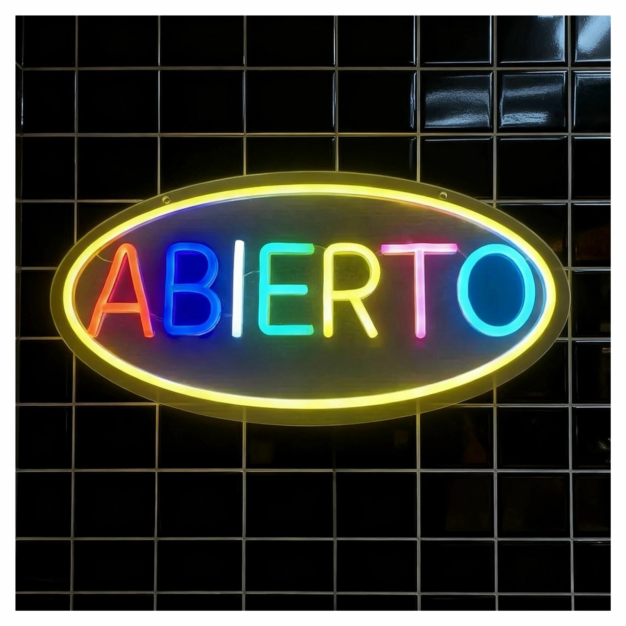 Неоновая Вывеска "Abierto" На Испанском Языке, Светодиодная, 36 См X 15,6 См