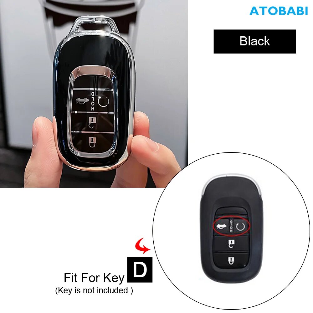Чехол для ключа Honda Civic Accord Vezel 2021-2023, Key D-Black