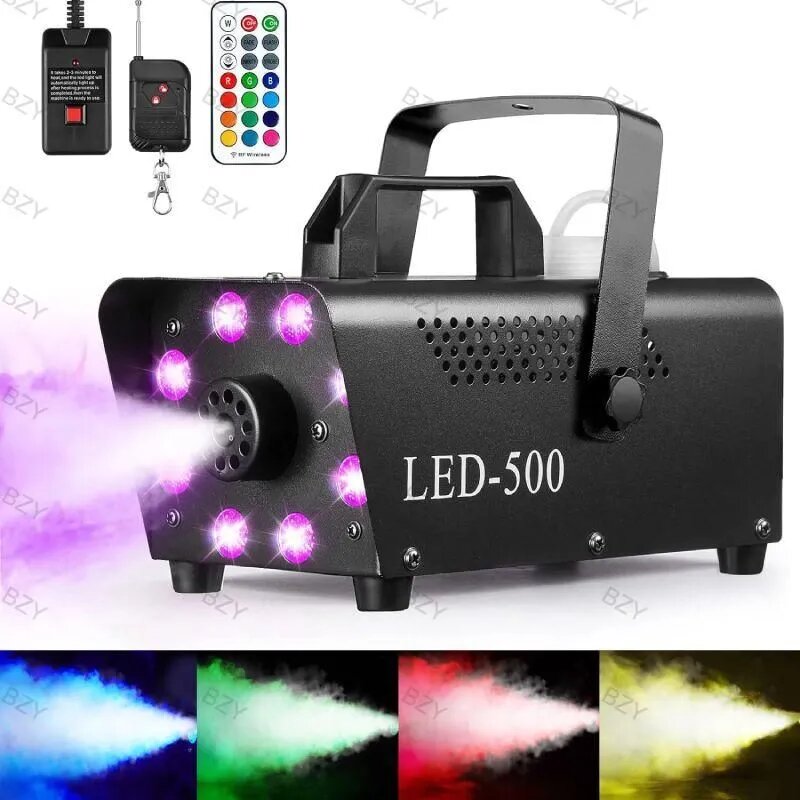 Дым Машина Для Дискотек LED-500 для клубов и дискотек, с пультом ДУ, черная