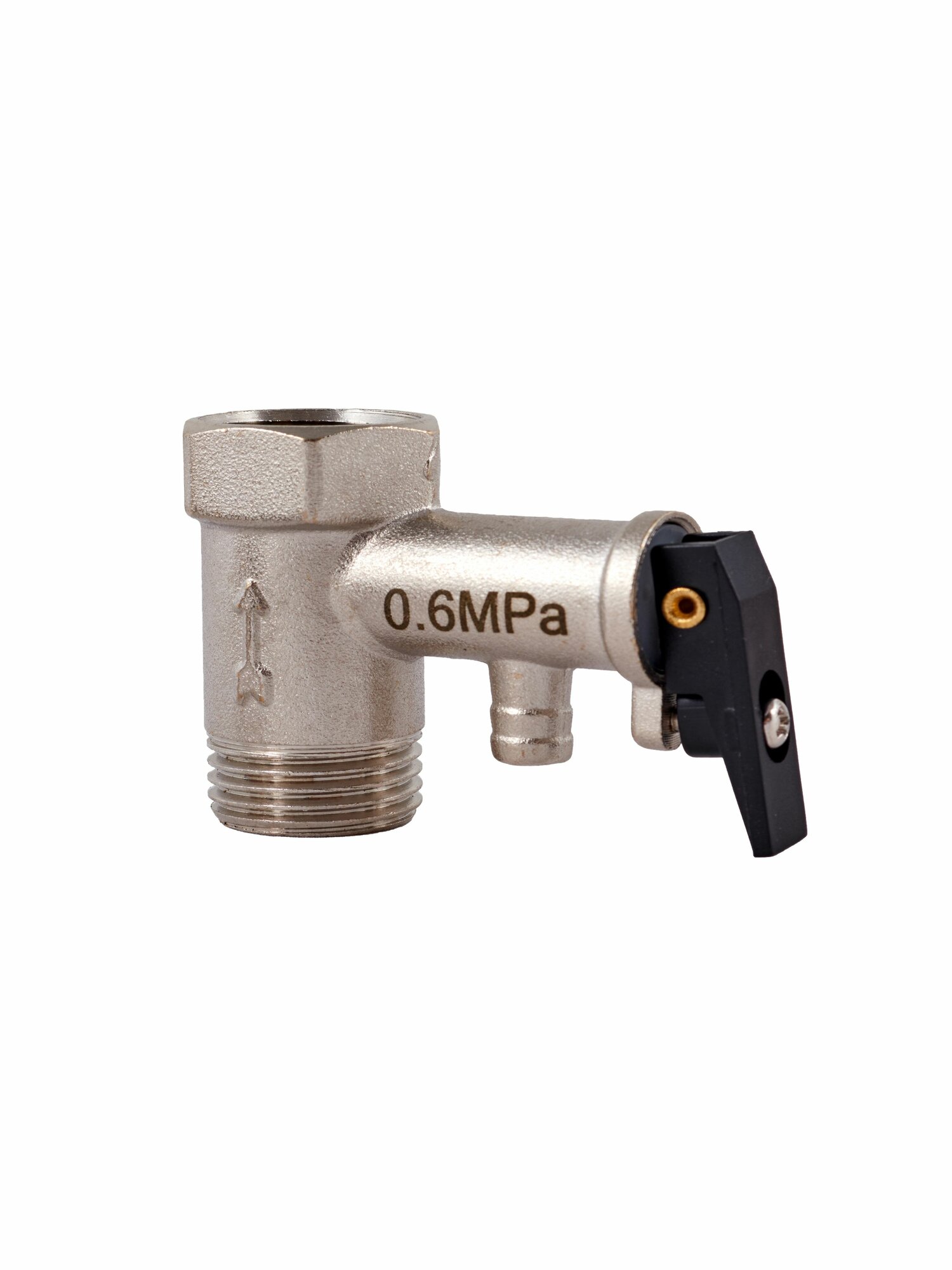 Клапан сбросной предохранительный с ручкой 1/2 6 бар усиленный 80 гр