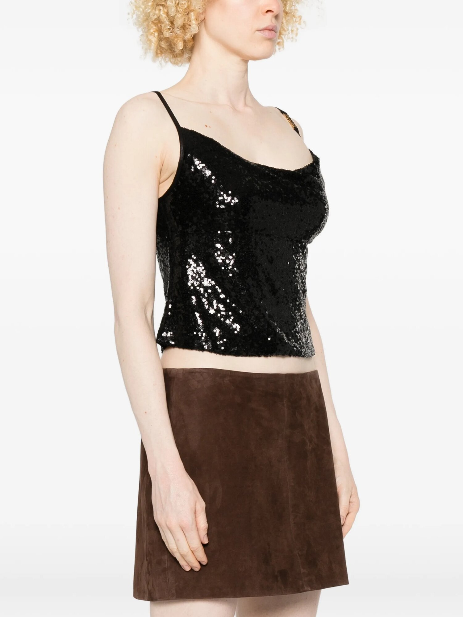 Топ Versace Jeans Couture Sequin top, размер XS, black/black — фото 1